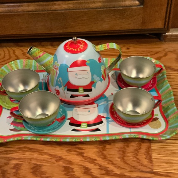 Schylling | Toys | Tea Set Children Play Set Santa Tea Pot Tray Cups ...